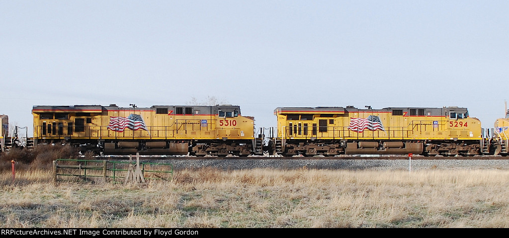 Two of four midtrain DPU's on west bound soda ash train